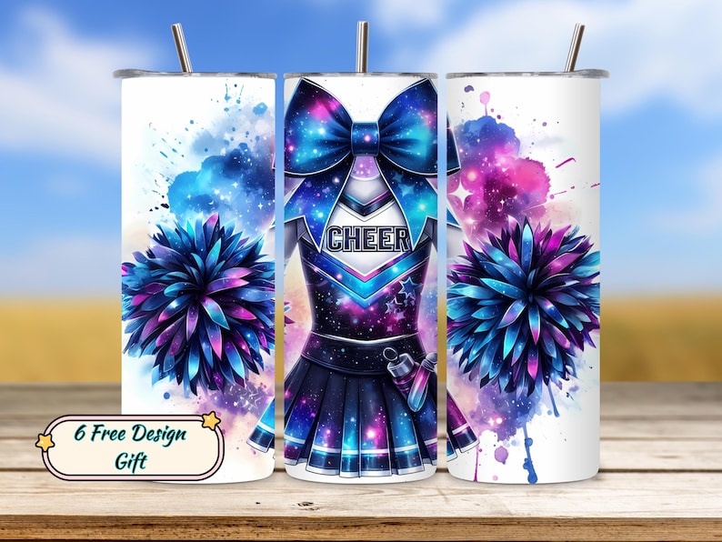 Cheer Pom Poms Tumbler Sublimation, Cheerleading Design PNG, 20oz ...