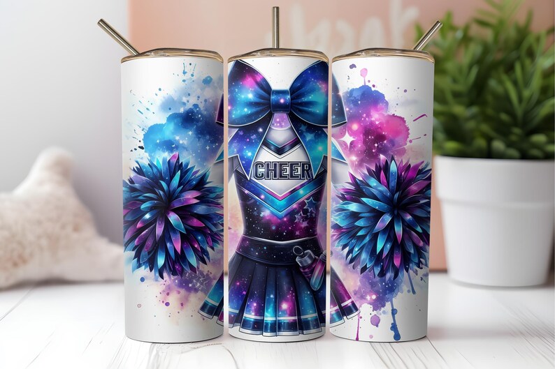 Cheer Pom Poms Tumbler Sublimation, Cheerleading Design PNG, 20oz ...