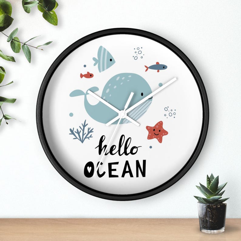 Hello Ocean Charming Cartoon Kids Clock - Playroom Essential Wall Clock ...