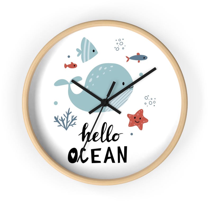Hello Ocean Charming Cartoon Kids Clock - Playroom Essential Wall Clock ...