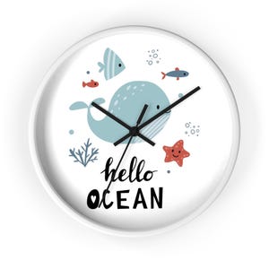 Hello Ocean Charming Cartoon Kids Clock - Playroom Essential Wall Clock ...