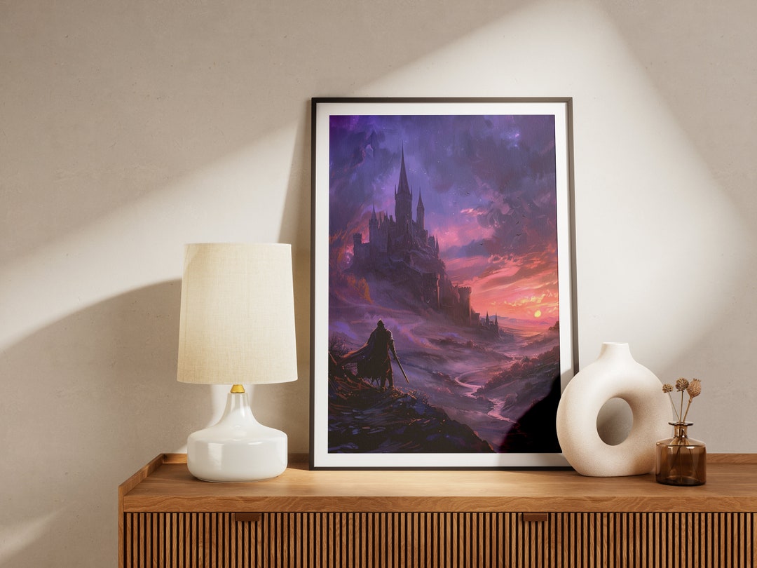 Dark Fantasy Medieval Knight Poster Epic Landscape Art Print Gothic ...