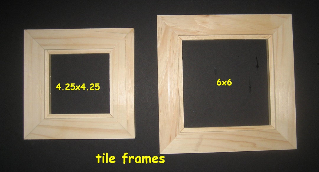 Tile Frames (3) - Front Mount - Unfinished - 4.25 X 4.25 or 6x6 Tiles ...