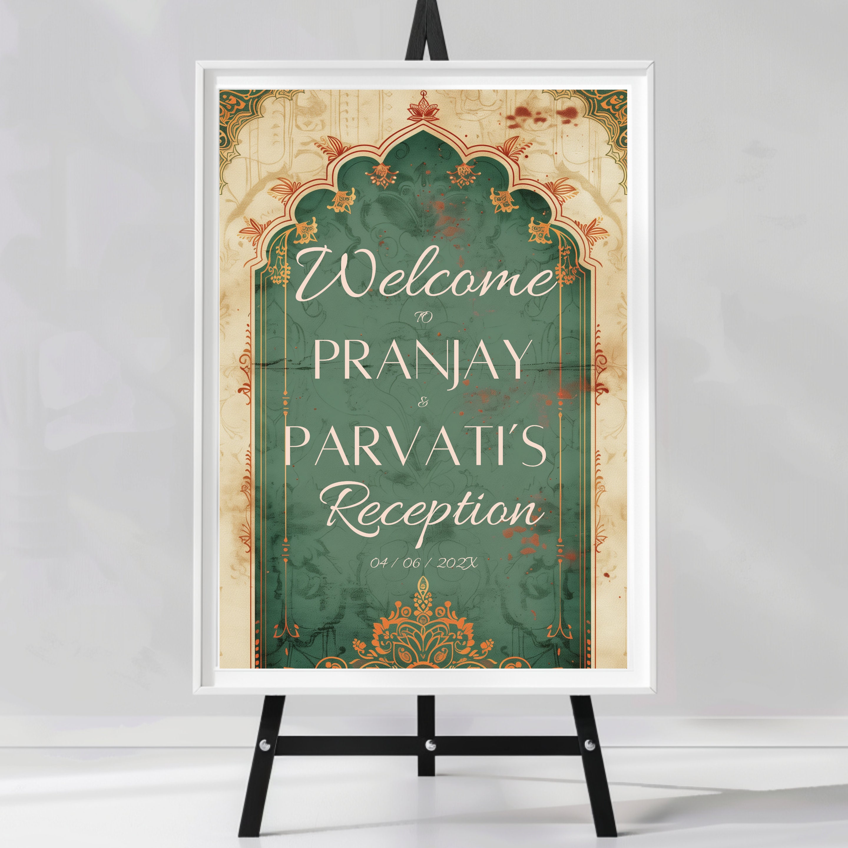 Hindu Wedding Sign,wedding Sign, Desi Wedding Welcome Sign, Green and ...