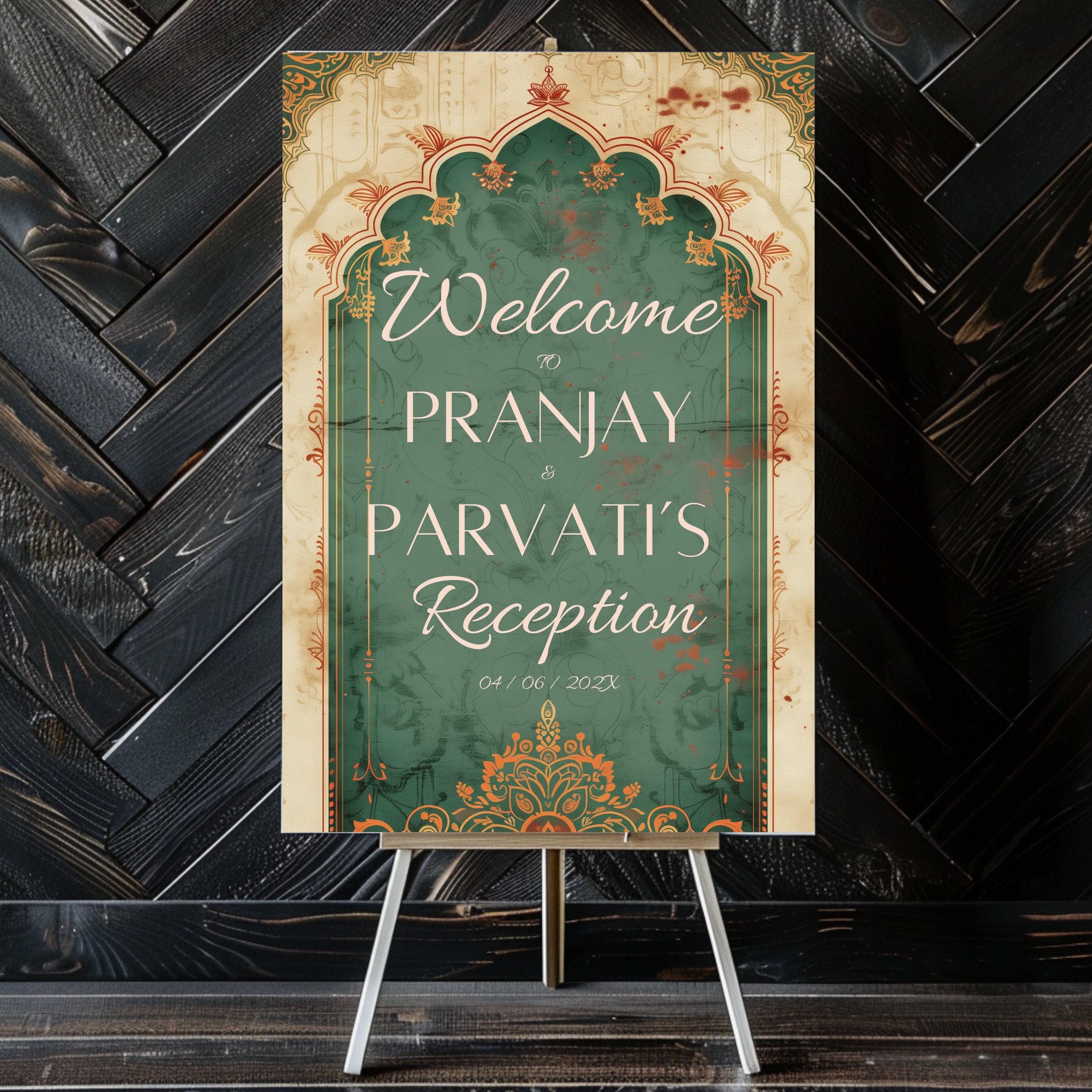 Hindu Wedding Sign,wedding Sign, Desi Wedding Welcome Sign, Green and ...