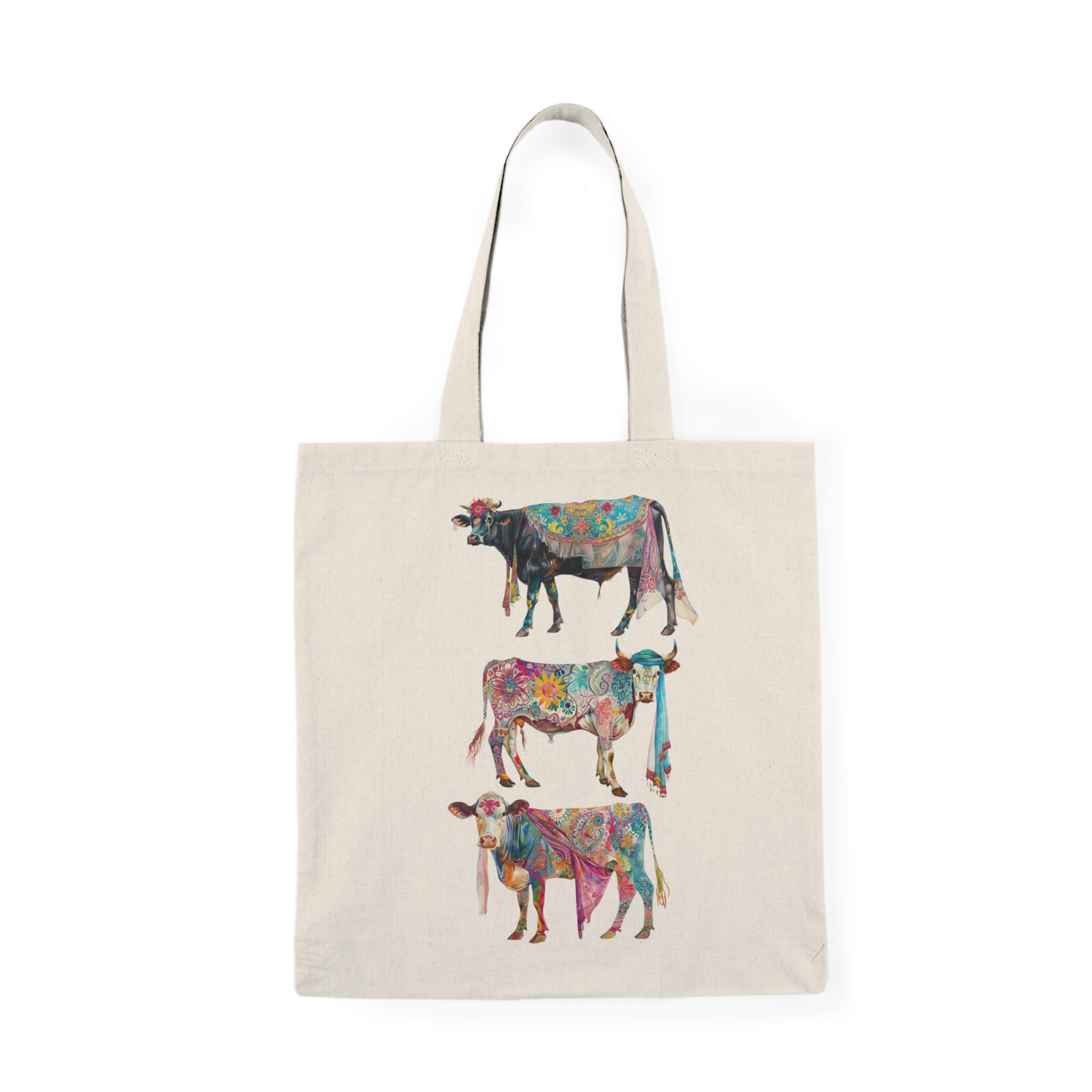Indian Tote Bag, Indian Aesthetic, Cow Print, Hindu Sacred Cow, 3 ...