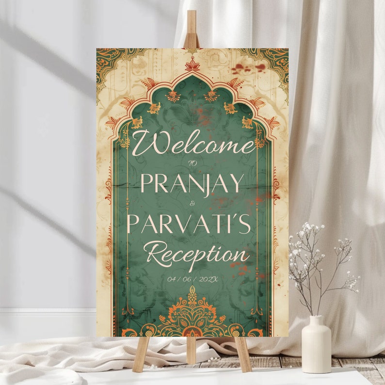 Hindu Wedding Sign,wedding Sign, Desi Wedding Welcome Sign, Green and ...