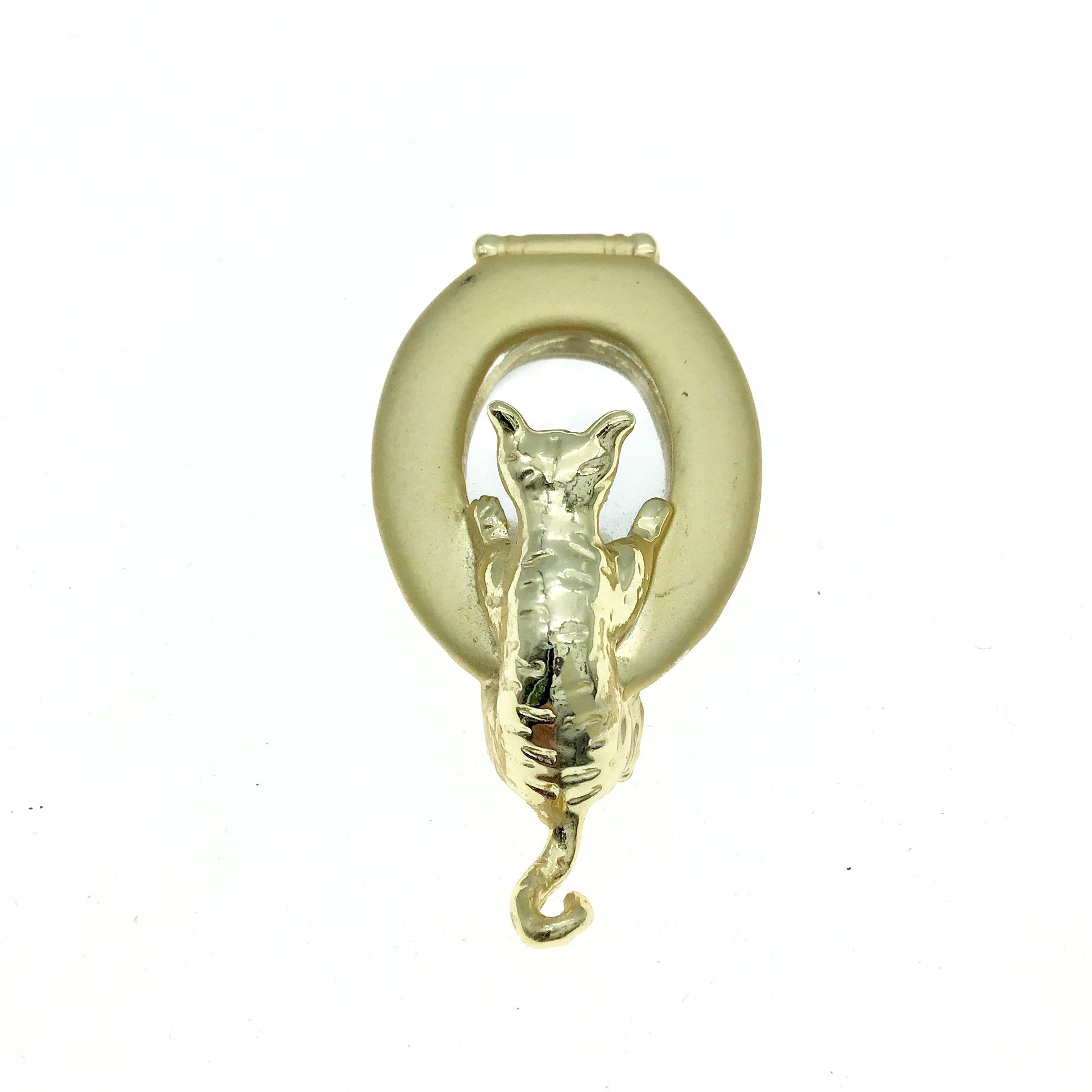 Vintage AJC Cat on Toilet Pin, Vintage Cat Brooch, 1980s Cat Pin, Cute ...