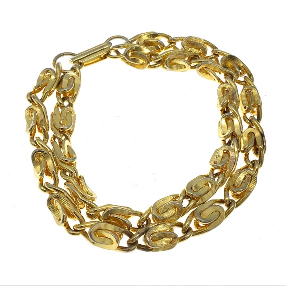 Vintage 1980s Double Strand Gold Finish Coiled Link … - Gem