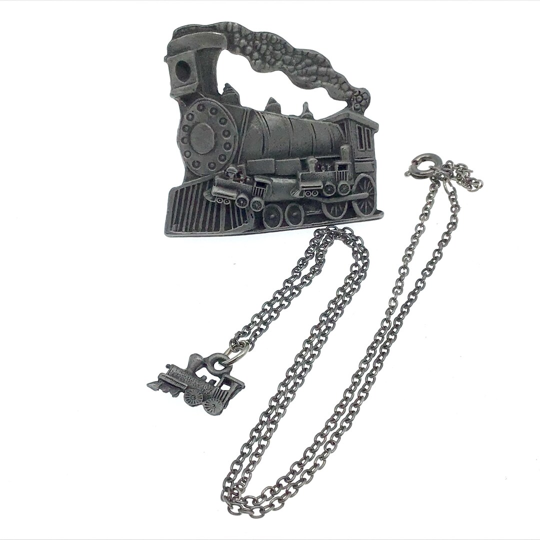 Vintage Pewter Train Jewelry Set: Torino Brooch, Necklace & Earrings - Etsy