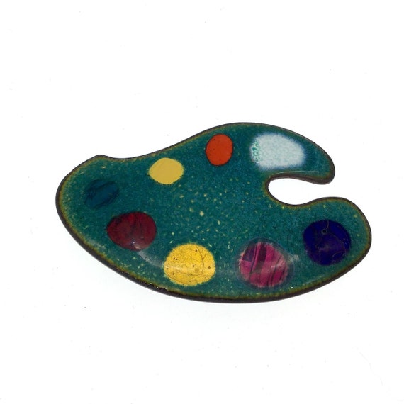 Vintage Brooch Enameled Gem