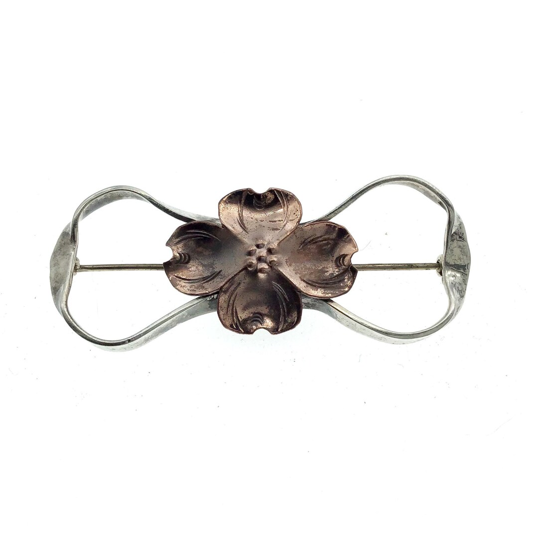 Vintage Stuart Nye Sterling & Copper Brooch, 1940s Collectible Pin ...