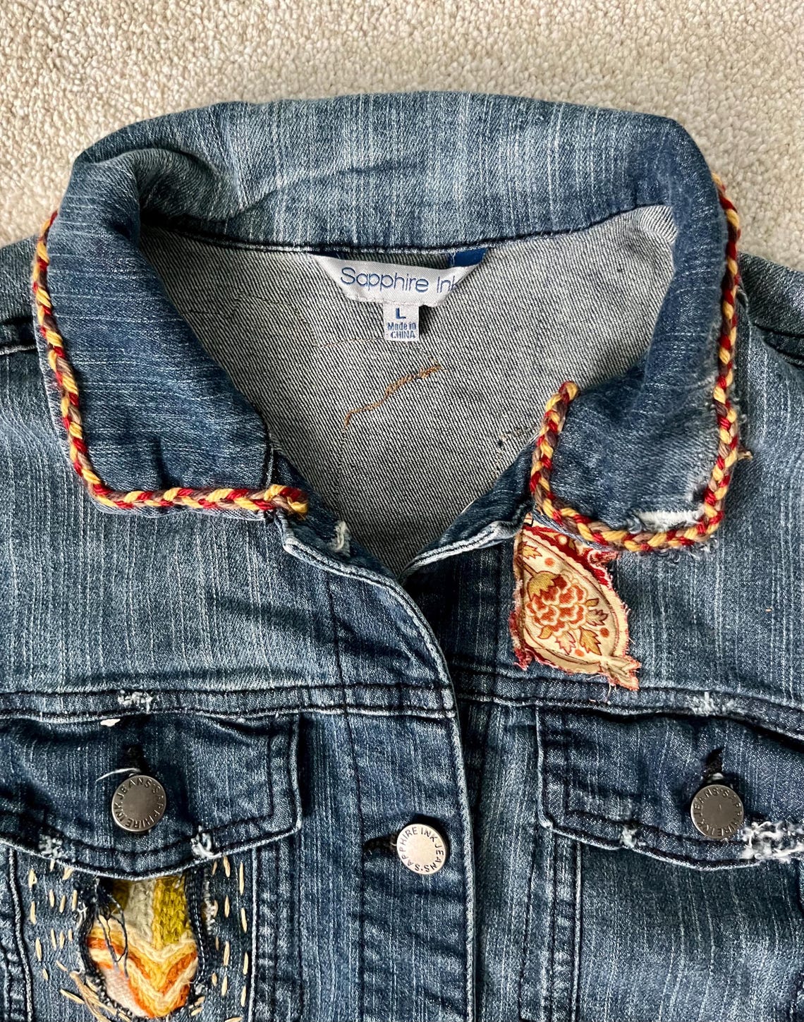 Denim Vest, Embellished Vest, Distressed, Applique, Upcycled Vest, Fall ...