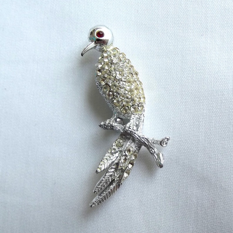 Bird Pin, Bird Brooch, Rhinestone Brooch, Vintage Pin, Vintage Brooch ...