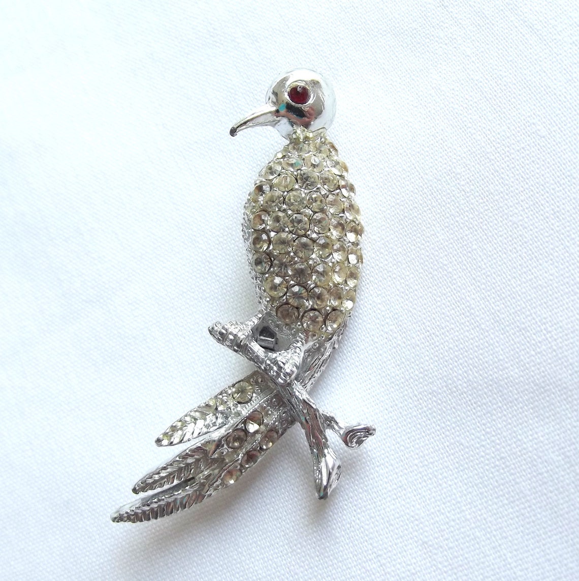 Bird Pin, Bird Brooch, Rhinestone Brooch, Vintage Pin, Vintage Brooch ...
