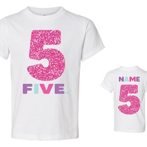 Five Number Shirt- Fifth Birthday Shirt- 5th Birthday- Girls Birthday ...