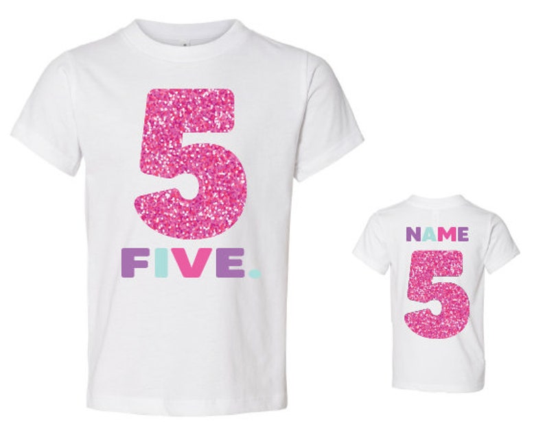 Five Number Shirt- Fifth Birthday Shirt- 5th Birthday- Girls Birthday ...