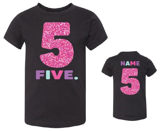 Five Number Shirt- Fifth Birthday Shirt- 5th Birthday- Girls Birthday ...