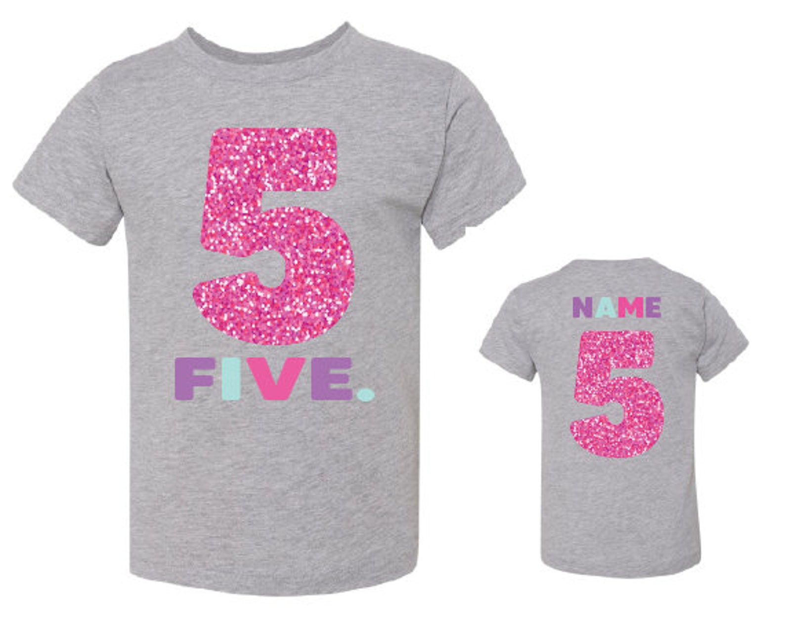 Five Number Shirt- Fifth Birthday Shirt- 5th Birthday- Girls Birthday ...