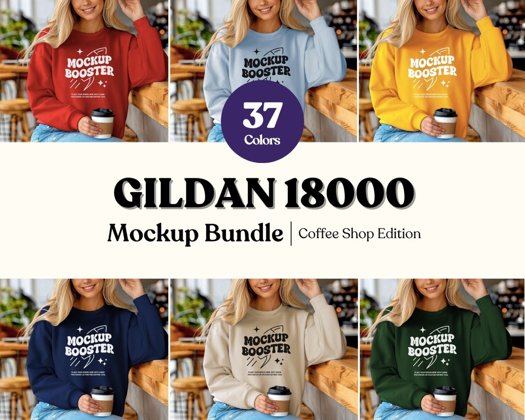 Gildan 18000 Mockup Bundle Fall Winter Collection G180 Sweatshirt Model ...
