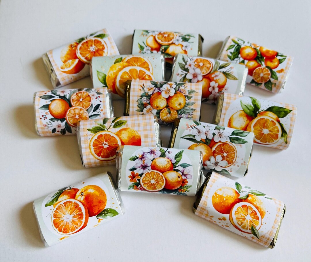 50 Cutie Orange Mini Candy Bar Wrappers for Party Favors Small Gifts ...