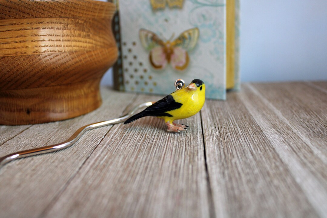 Cheerful Yellow Bird Bookmark - Unique Metal Bookmarker for Bird Lovers ...