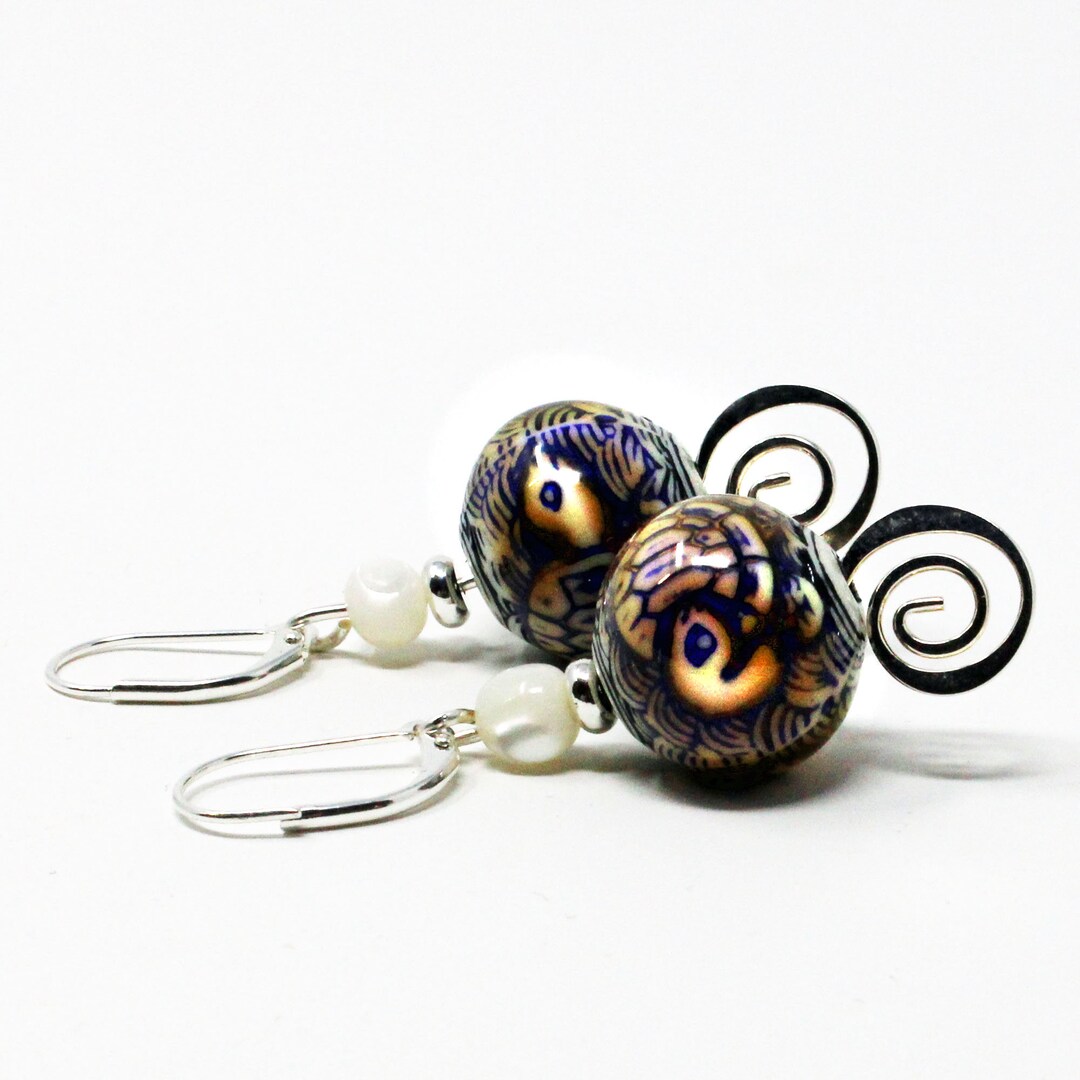 TURTLE EARRINGS Tortoise Motif Color Change Jewelry, Silver Swirl ...