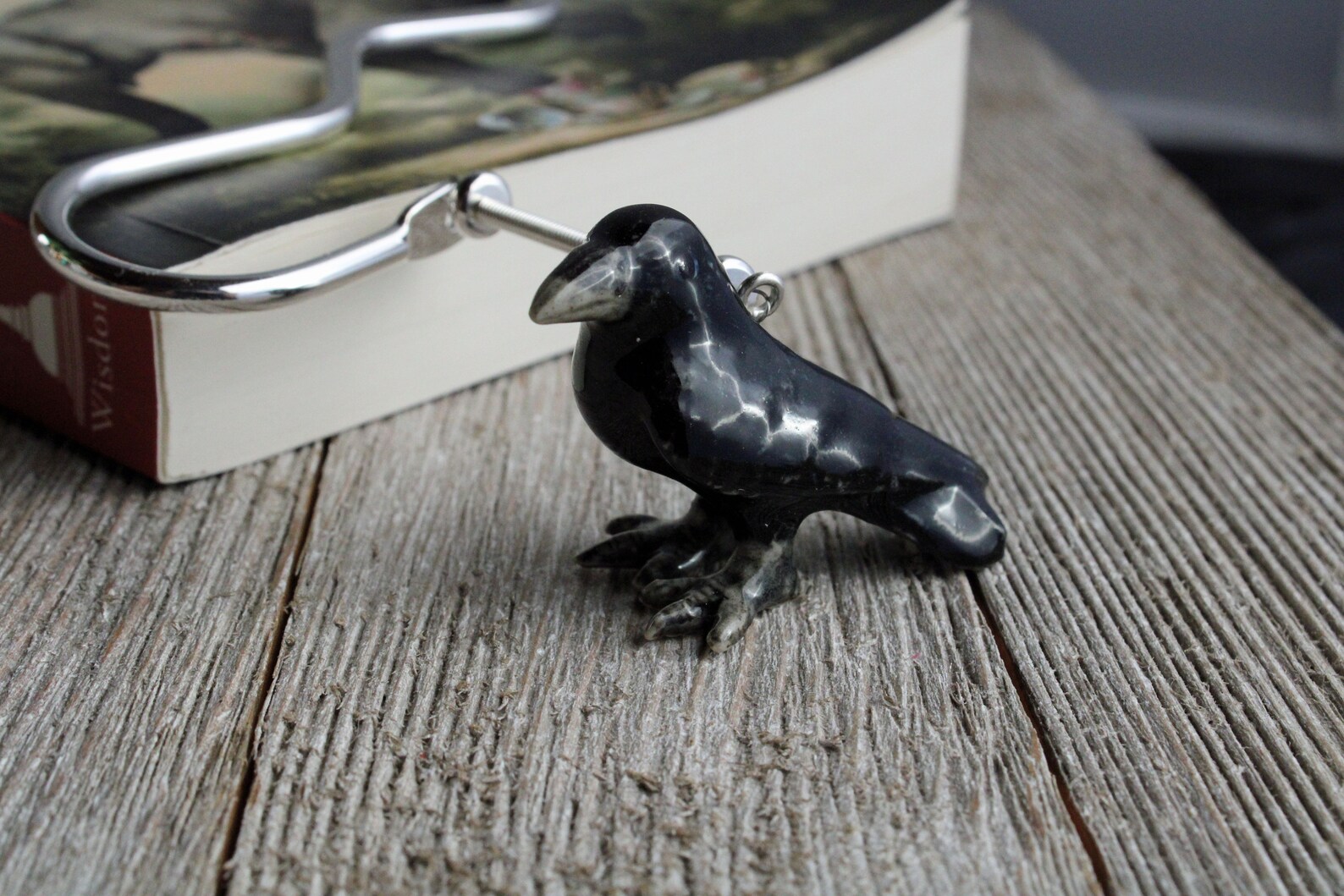 RAVEN BOOKMARK Metal Bookmarker Raven Figurine Book Lover - Etsy