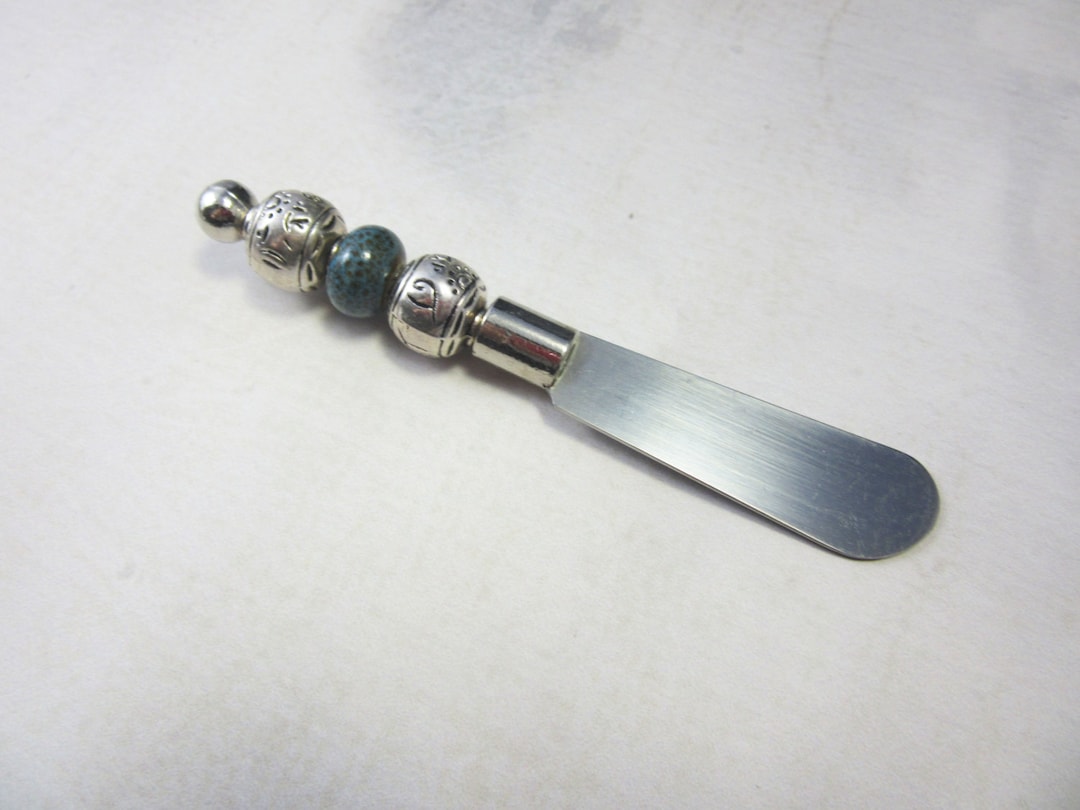 CHEESE SERVING KNIFE Raku Beaded Knife Beaded Handle Knife Gift for Mom ...
