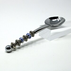 COFFEE SPOON Blue Delft Design Beaded Handle, Tea Scoop, Candy Dish ...