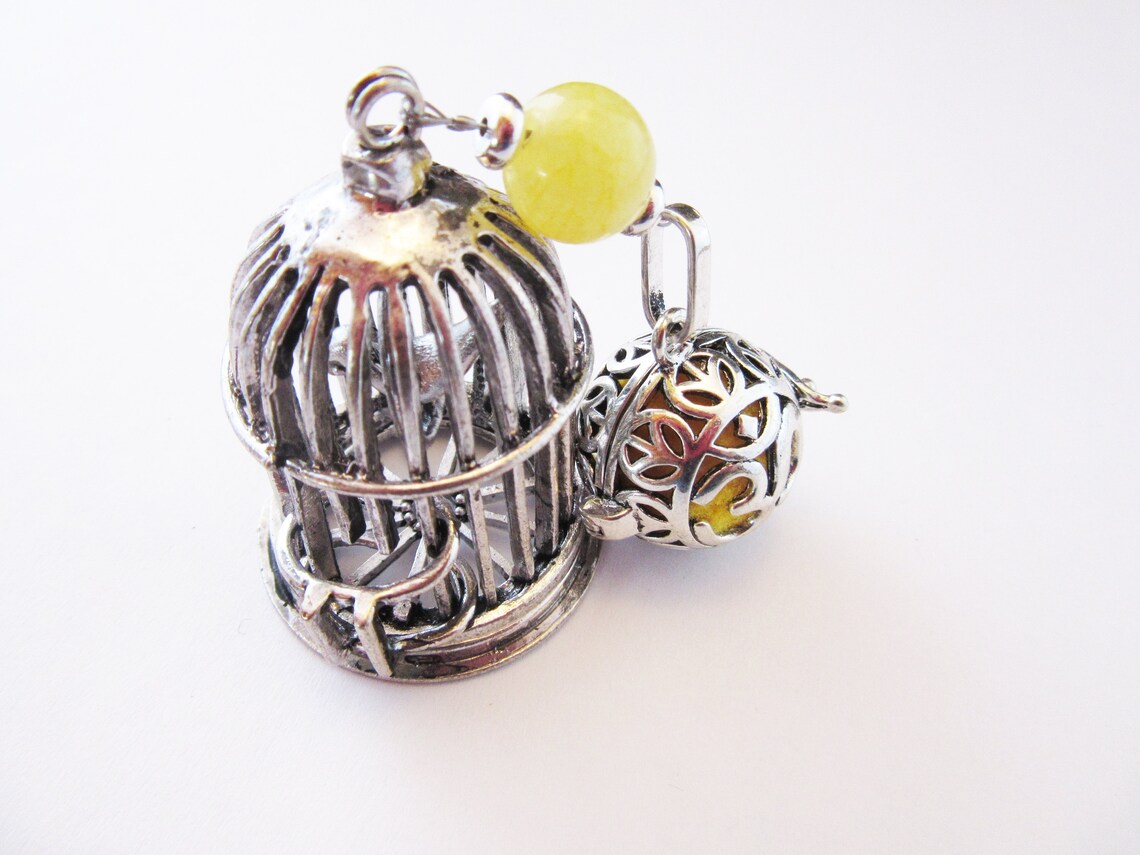 Zen Bird Cage Essential Oil Diffuser Yellow Calcite & Lava Bead ...