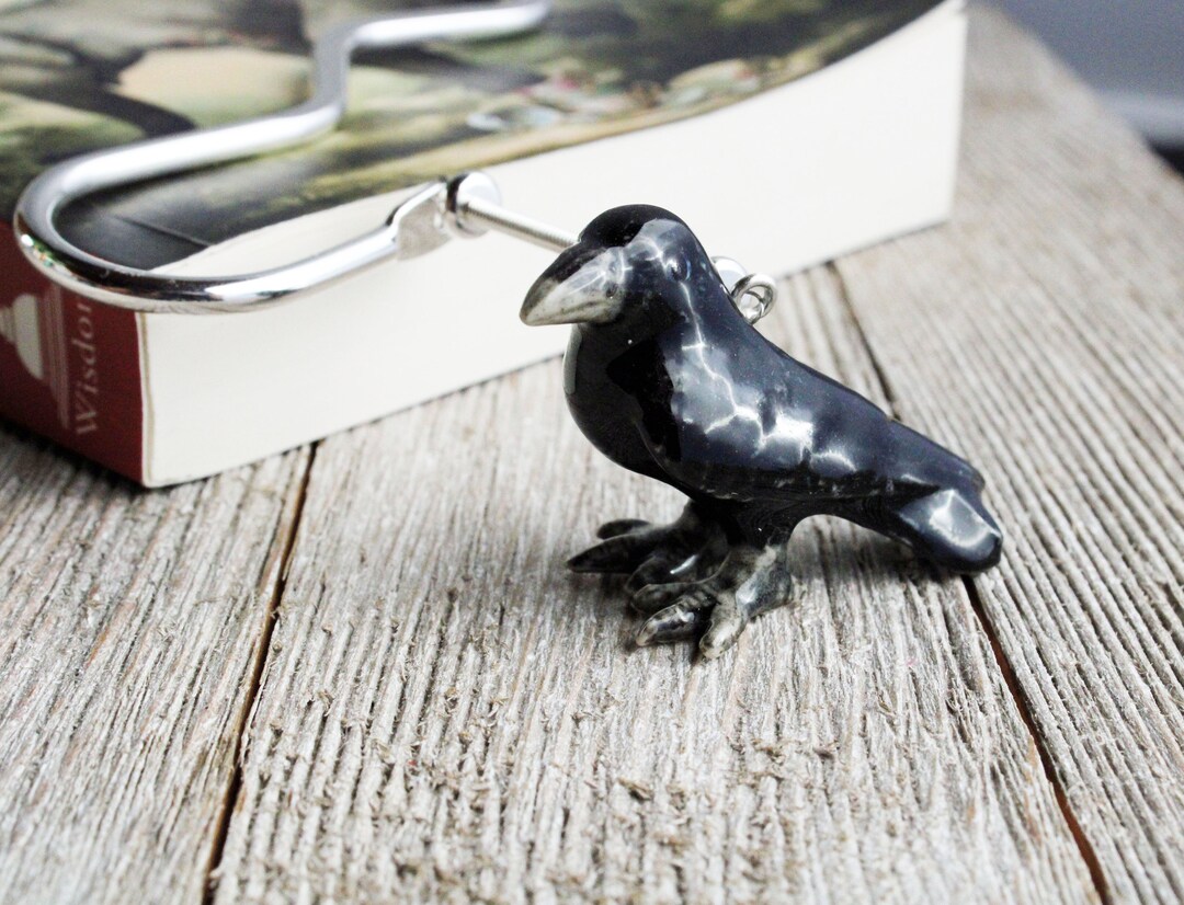 Hand-painted Raven Figurine Bookmark: Unique Metal Book Lover Gift - Etsy