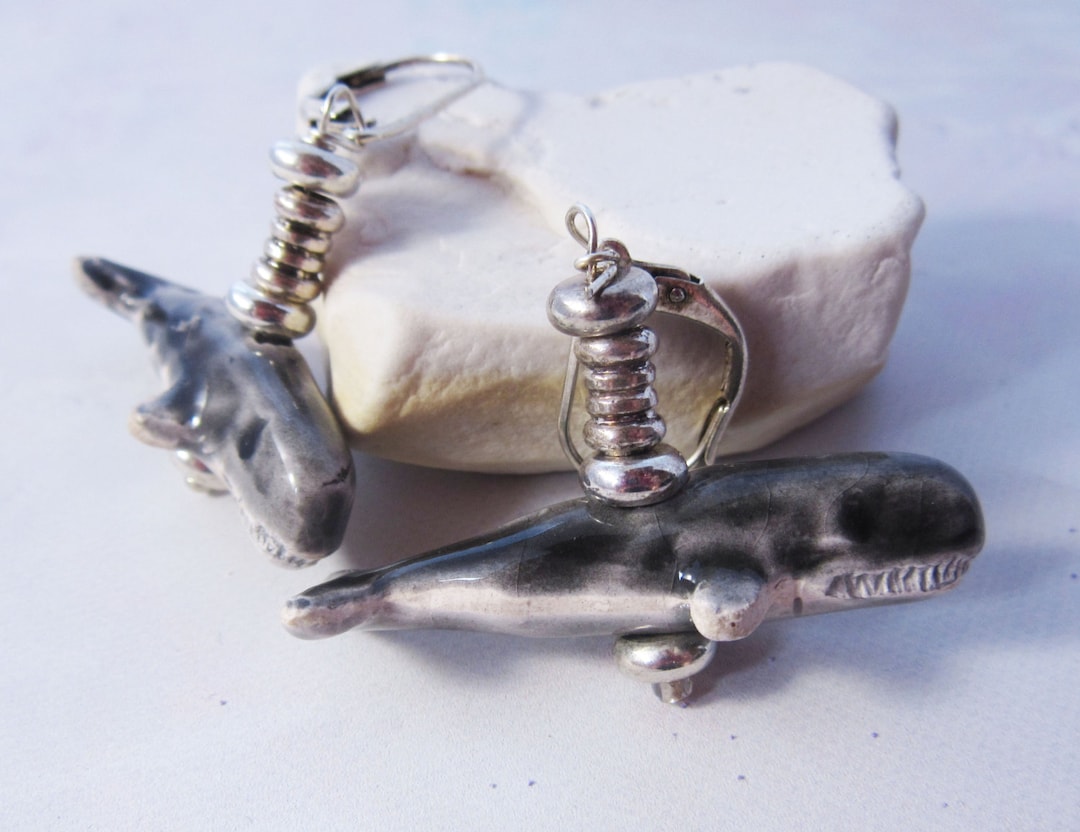 Sperm Whale Earrings, Ocean Themed Jewelry Gift, Hand Painted Animal ...