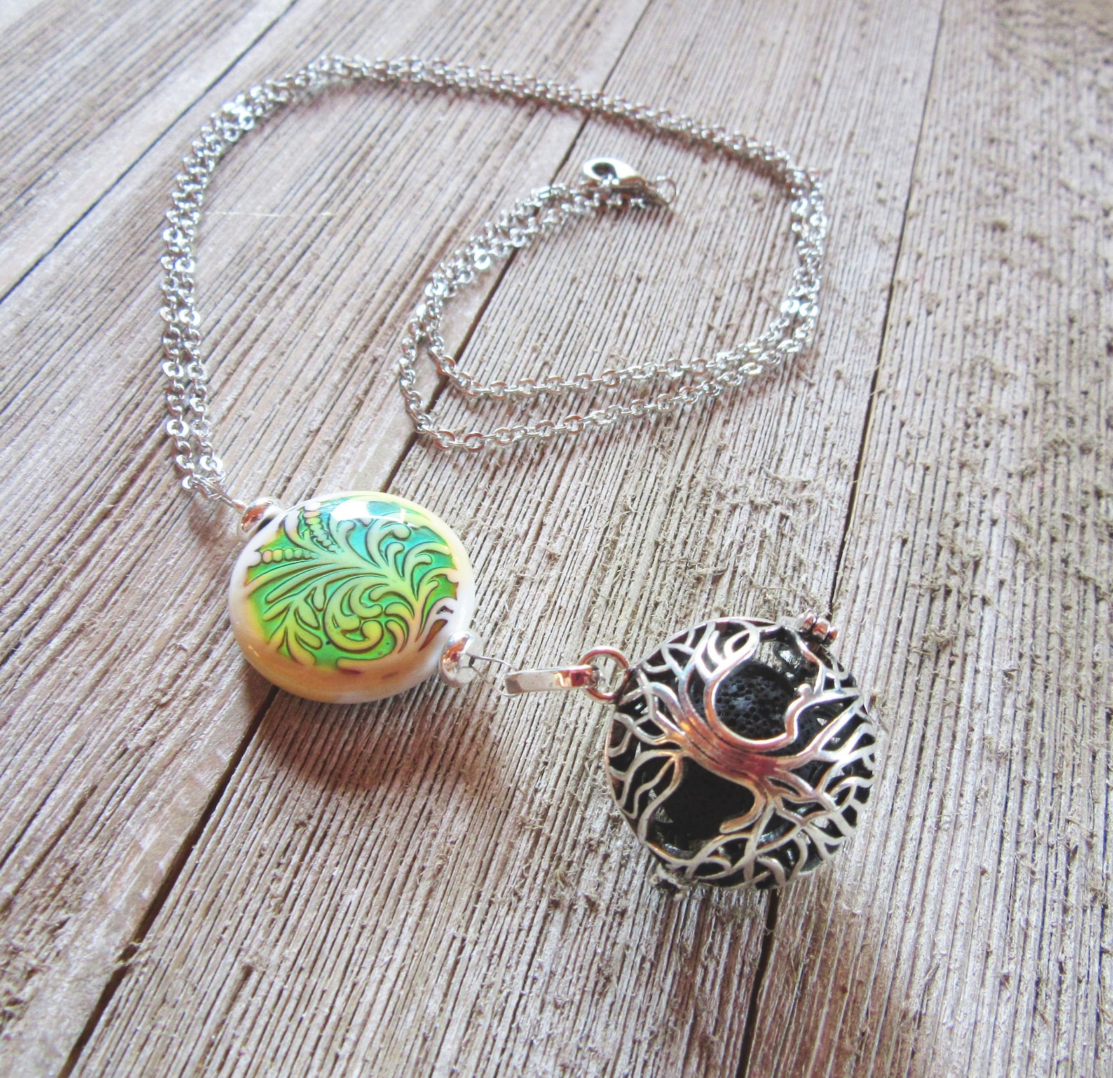 Color Changing Tree of Life Aromatherapy Necklace: Handmade Essential ...