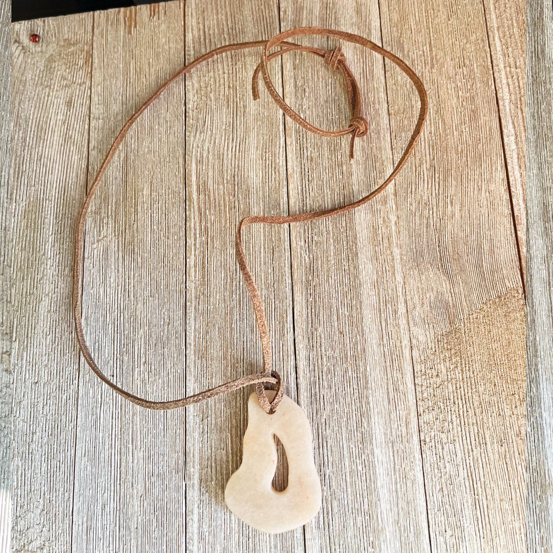 Extra Large Masc Adjustable Leather Necklace With Stone Pendant ...
