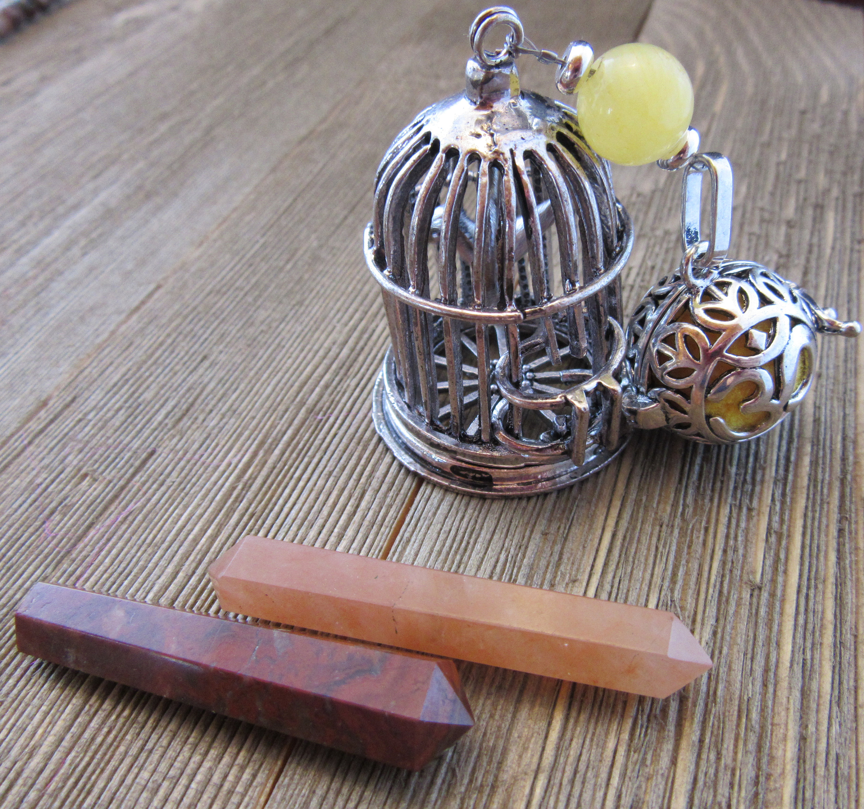 Zen Bird Cage Essential Oil Diffuser Yellow Calcite & Lava Bead ...
