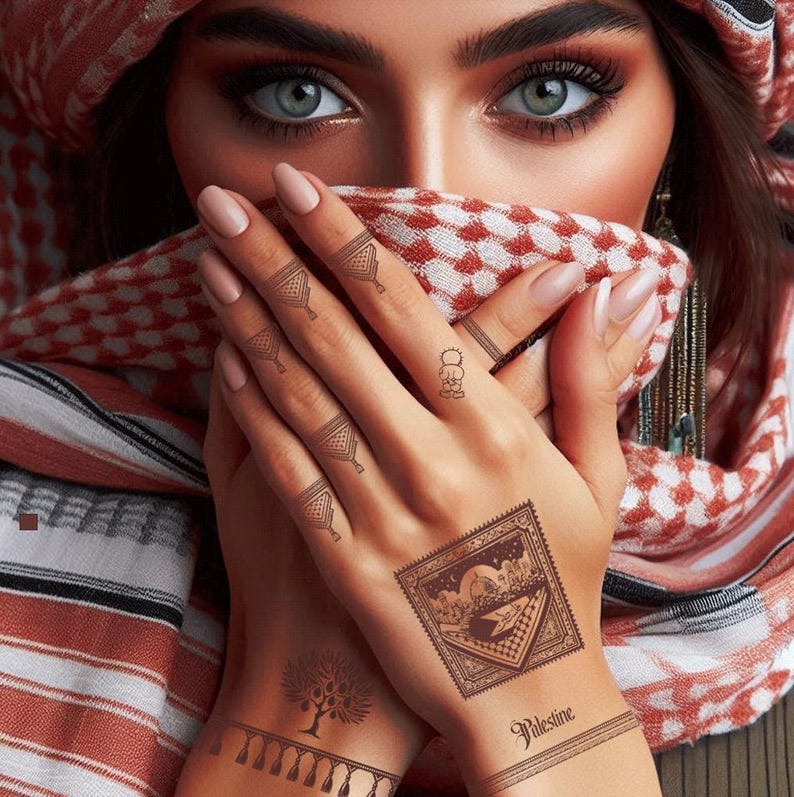 Free Palestine Henna Sticker Tattoos – Henna Brown Color. Non Toxic ...