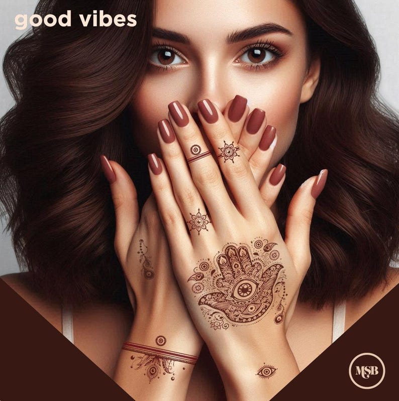 Beautiful & Bold Henna Sticker Tattoos Easy, Long-lasting Body Art by ...
