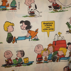 Snoopy Peanuts Gang Charlie Brown Twin Flat Sheet Speech Bubbles ...