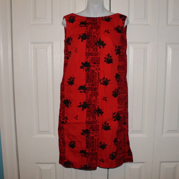 Vintage Hookano Hawaiian Mini Dress Shift Style Red B… - Gem