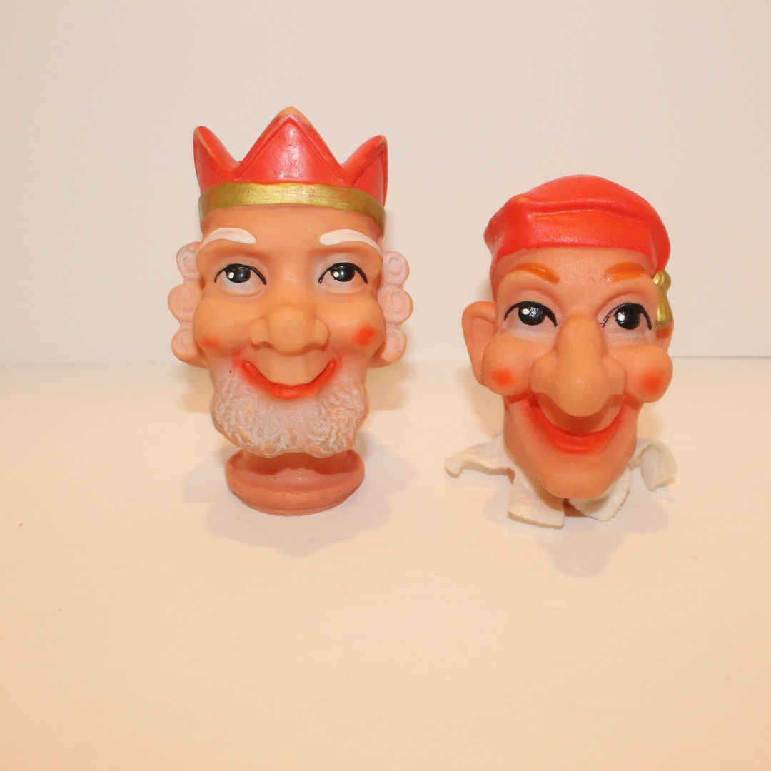 Vintage German Puppet Punch Judy King Jester Rubber Heads - Etsy