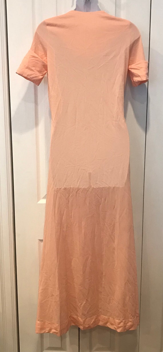 Vintage Flair Peach Smocked Long Nightgown Lingerie N… - Gem