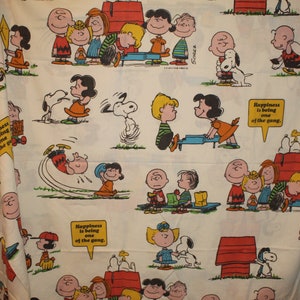 Snoopy Peanuts Gang Charlie Brown Twin Flat Sheet Speech Bubbles ...