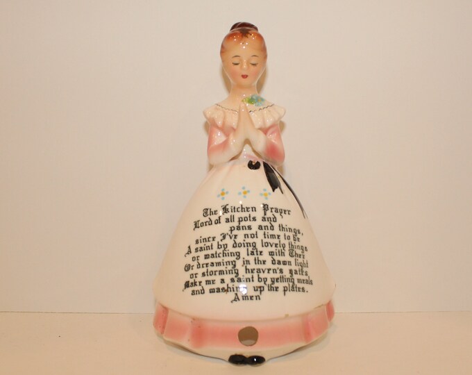 Vintage Enesco Praying Lady Mother in the Kitchen String Holder Pink - Etsy