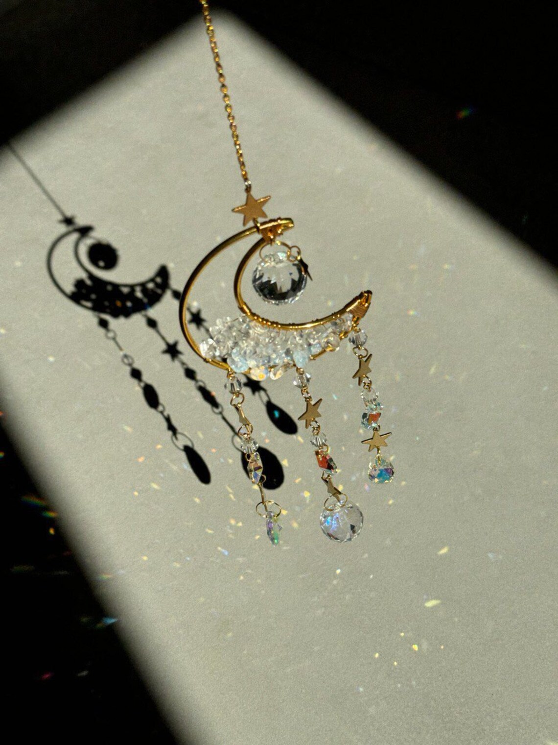Moon Stone Sun Catcher, Moon Sun Catcher for Window Hanging, Hanging ...
