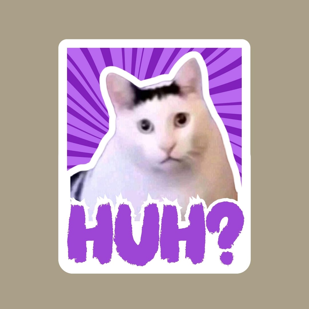Huh Cat Meme Sticker, Confused Cat Funny Vinyl Decal, Internet Meme ...
