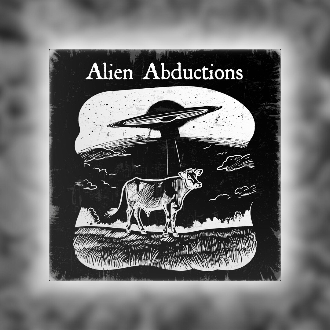 Alien Abduction Sticker, UFO Cow Abduction Vinyl Decal, Sci-fi Horror ...