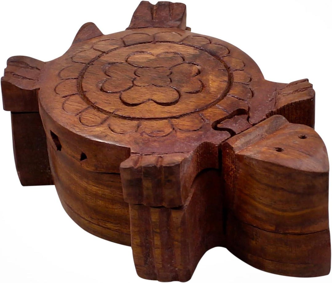 Handmade Wooden Turtle Puzzle Box, Secret Jewelry Stash - Etsy