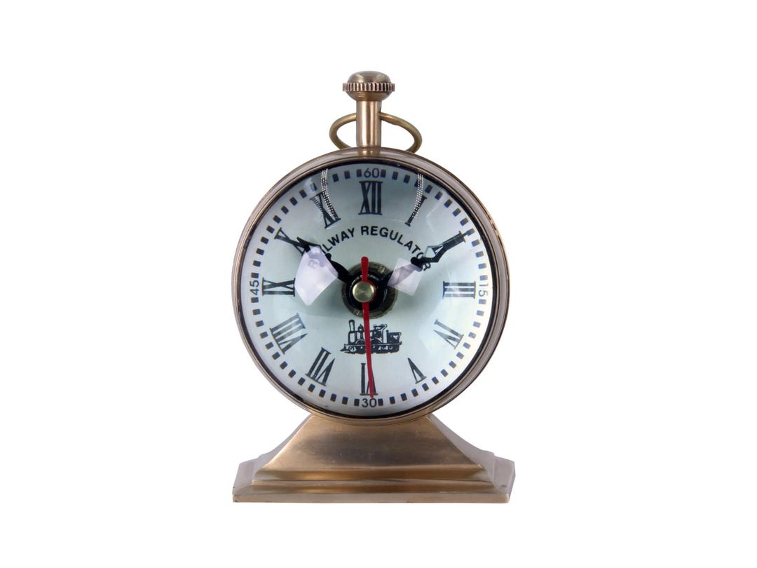 Vintage Brass Desk Clock With Globe Backside, Boho Home Decor - Etsy