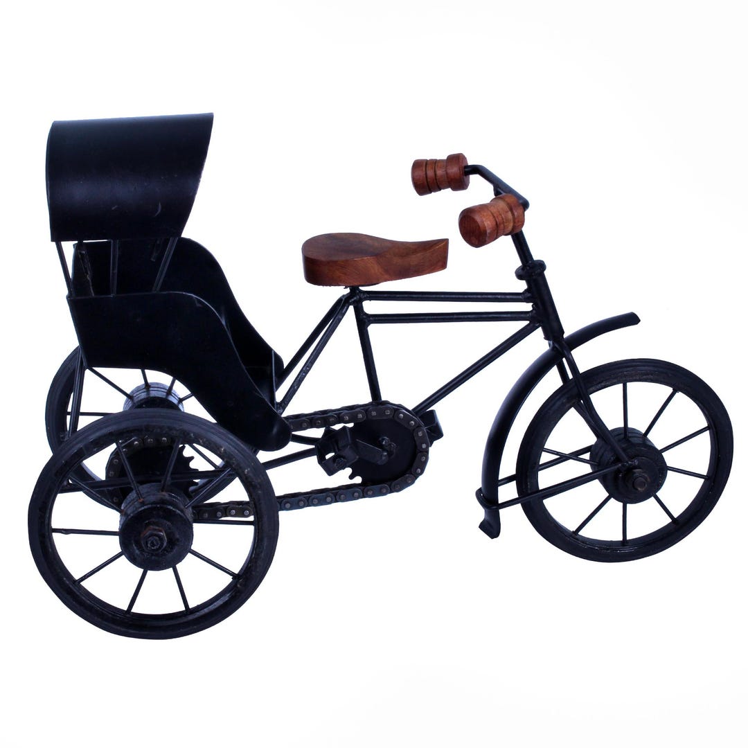 Handmade Vintage Metal Rickshaw Showpiece – Indian Pedicab Figurine ...